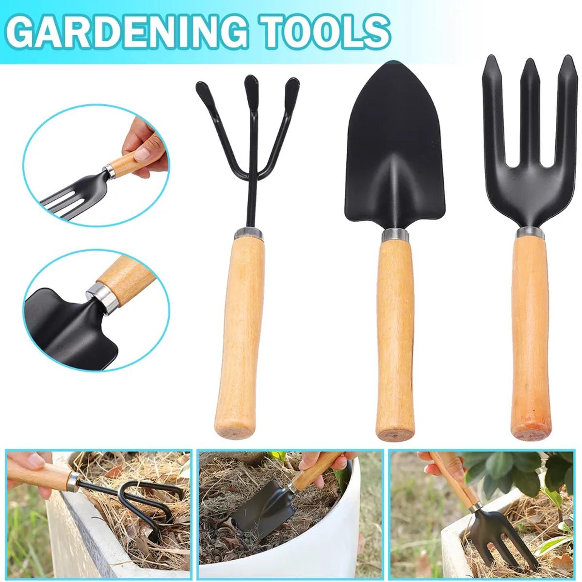 Gardening Tools, High Quality 3pcs / set Mini Garden Tools Wood Handle ...