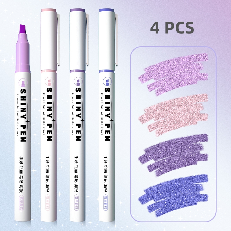 Sweet Journal 4PCS Shiny Pen Glitter Highlighters Planner Journaling ...