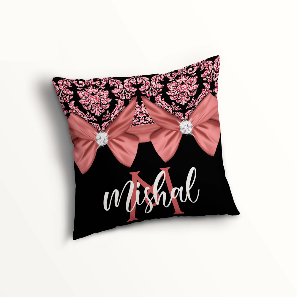 Customized Your Name With Glittery Design Cushion Cover And Filling ...