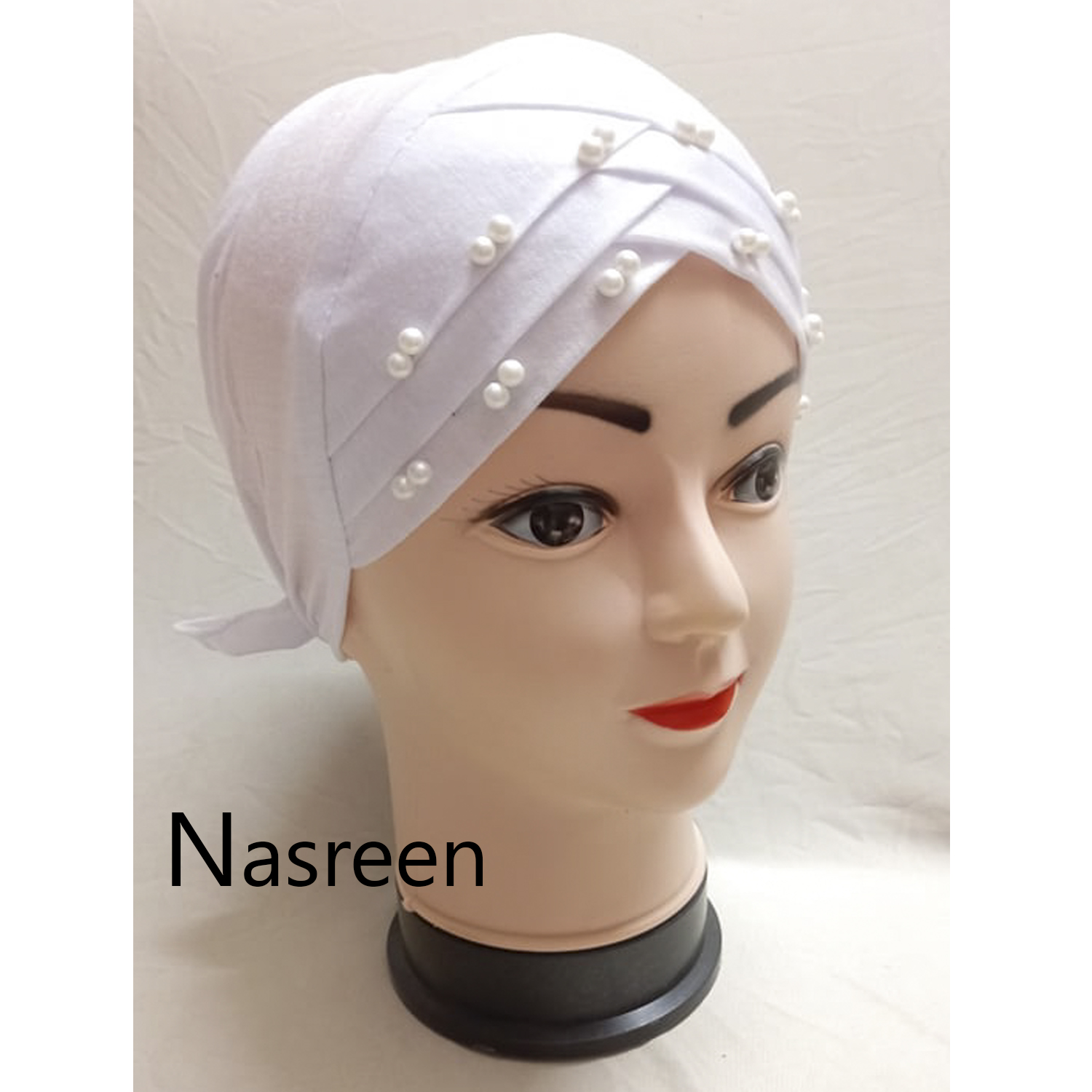 White 3d Layer Cap With Pearls | Daraz.pk