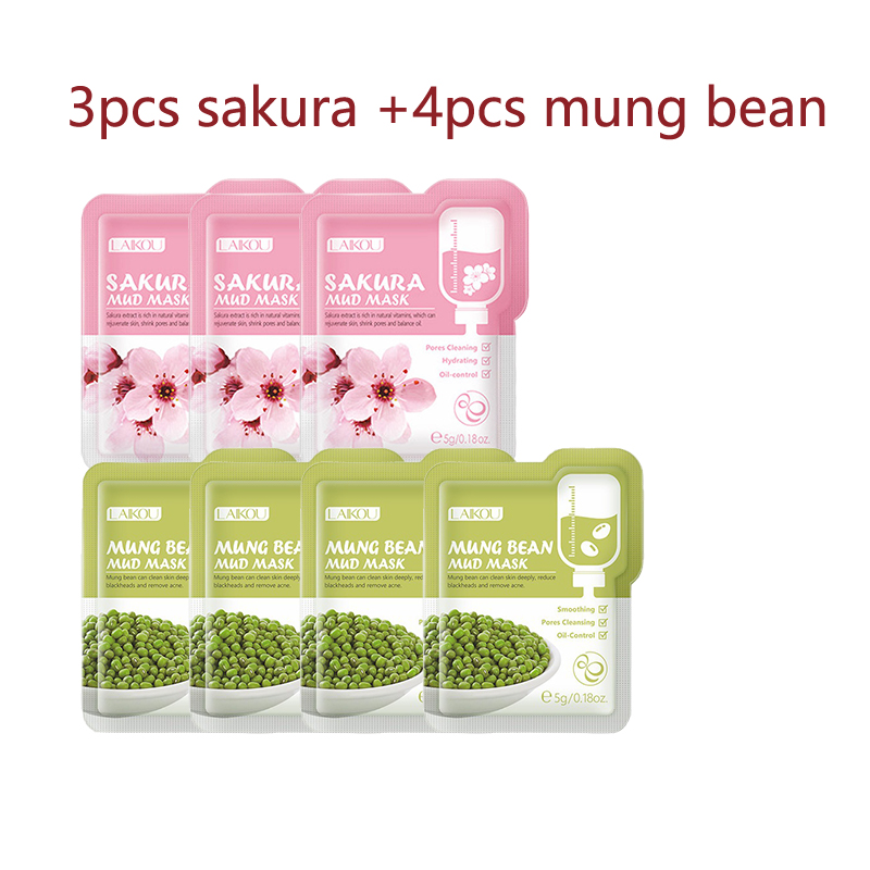7pcs Japan Sakura Mud Face Mask Deep Cleansing Remove Blackheads Oil ...