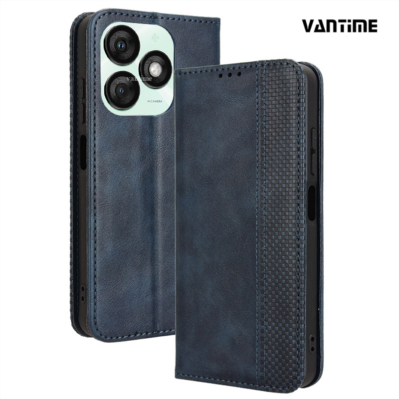 Vantime for itel A50 4G Retro PU Leather Wallet Case Card Holder ...