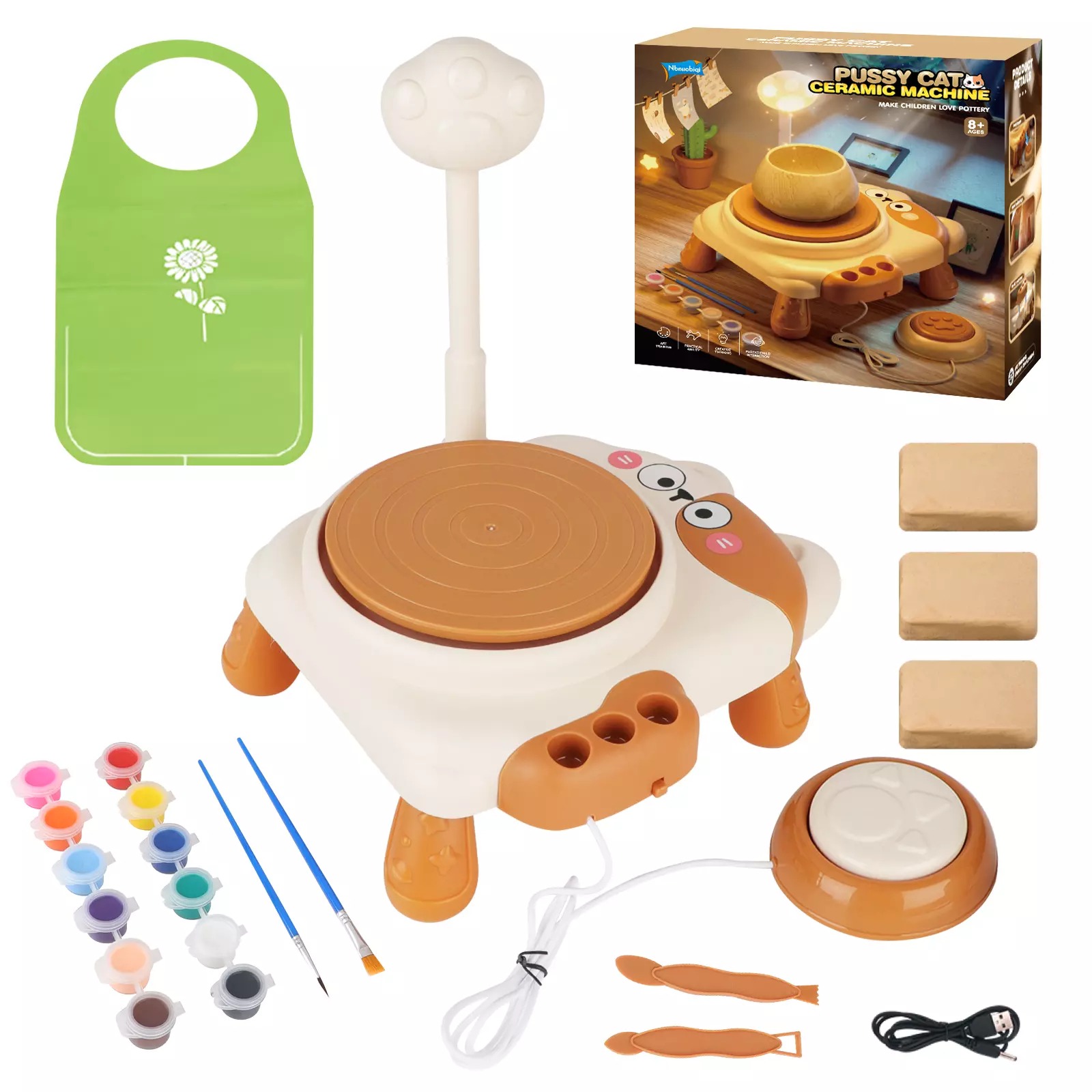 Kids DIY Mini Electric Pottery Wheel Ceramic Machine Clay Work Tool ...