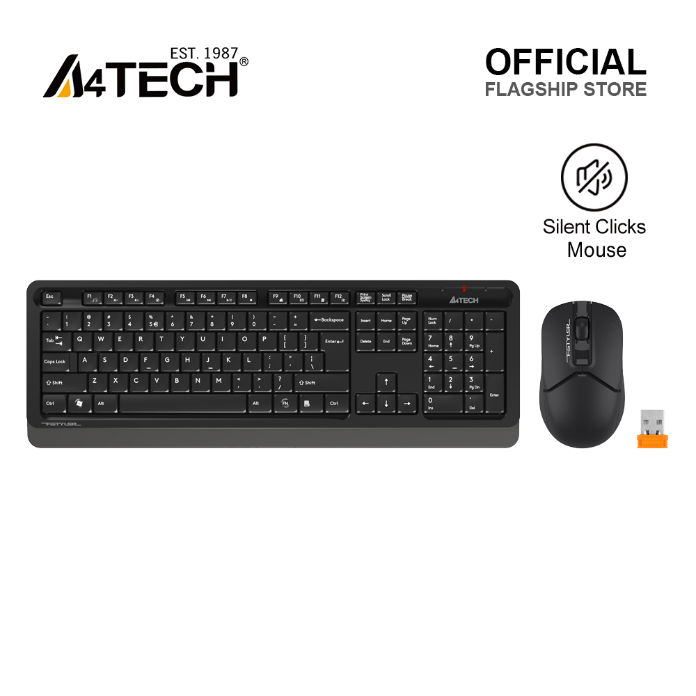 A4Tech FG1012S - 2.4G Wireless Desktop Set- Silent Clicks Mouse - 1200 ...