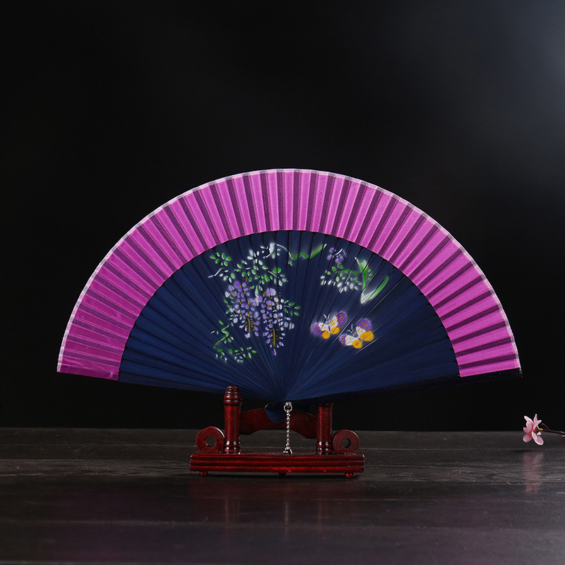 Spray painting fan, Chinese style, national fan, bamboo fan, craft fan ...