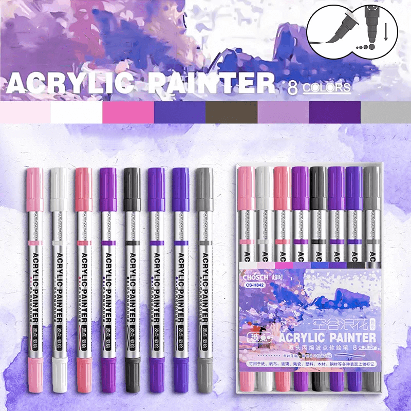 8 PCS - CHOSCH Double Head Acrylic Paint Markers Set Propylene Soft ...