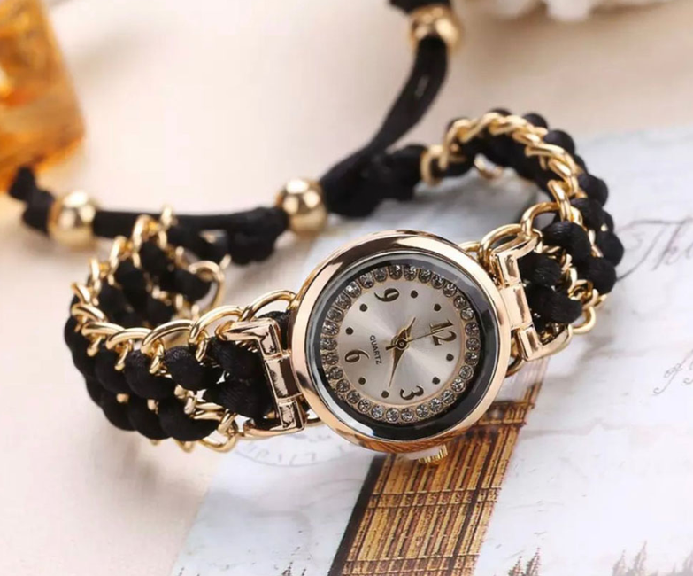 Luxury Diamond Bracelet Watch For Girls | Gold Quartz Gift Rope Wrist ...