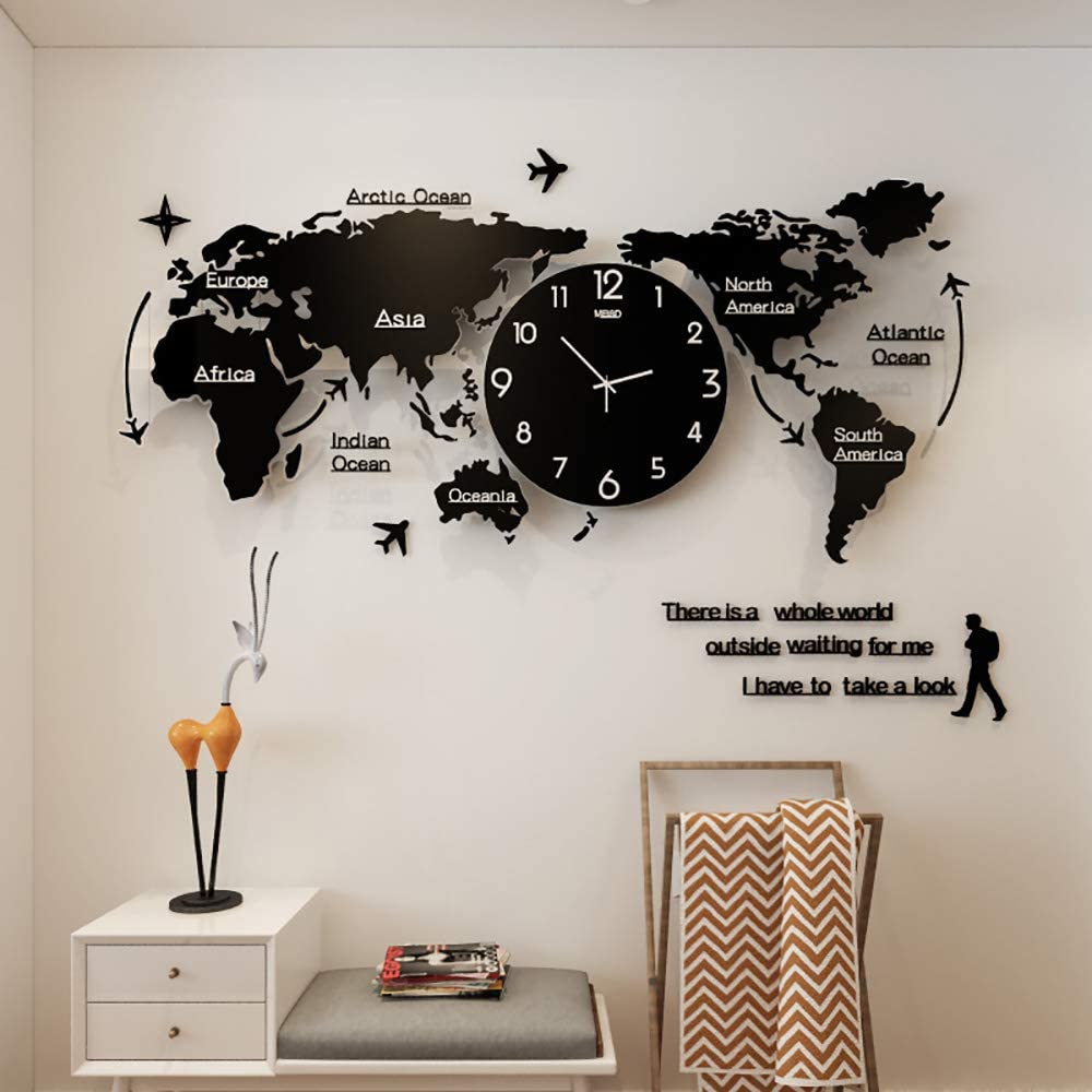 Wooden World Map Clock | World Map | Daraz.pk