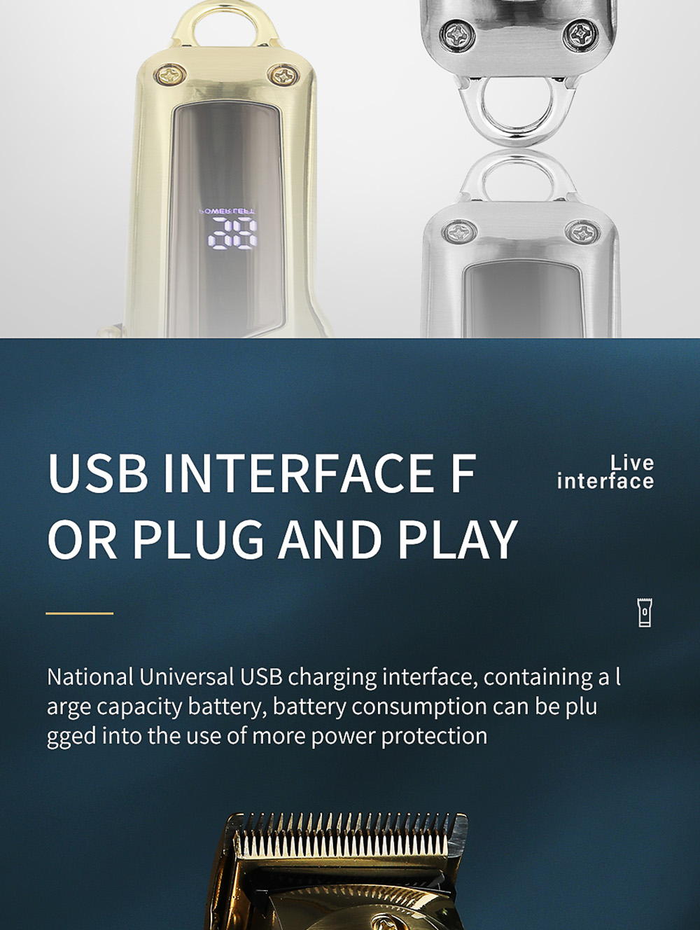Vgr V - 278 tondeuse à cheveux électrique rechargeable tondeuse à cheveux sans fil 2000mah ...