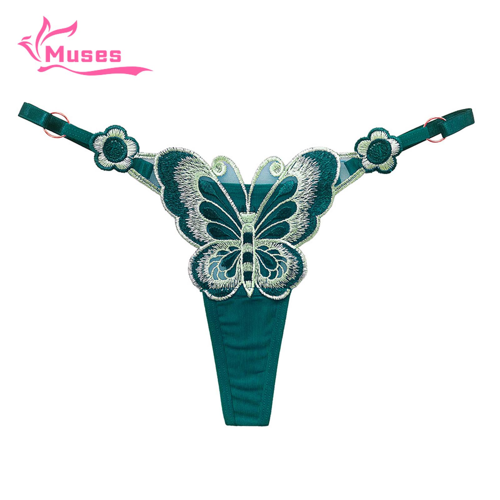 Muses Mall Women Thong Breathable Butterfly Embroidery Lady G-string | Daraz.pk