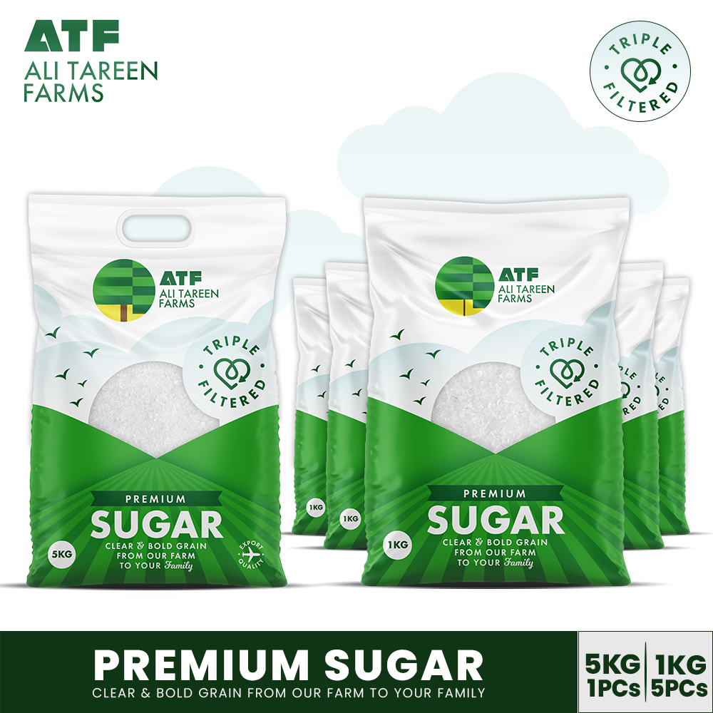 Sugar 5Kg ATF one Bag, 1Kg five Bags- Premium Crystalline Triple Filtered White Sugar | Daraz.pk