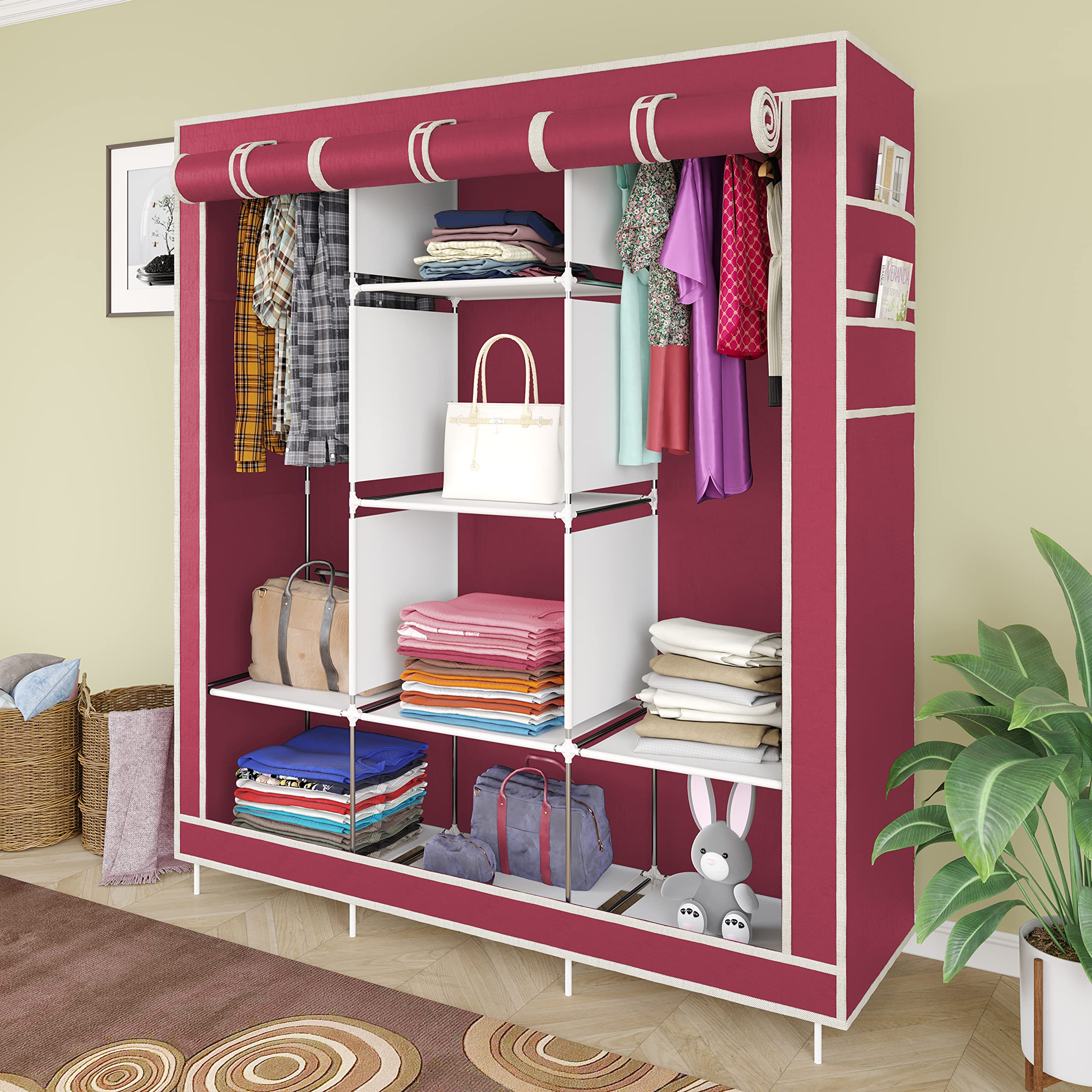 Fold able Wardrobe for Clothes, Storage Rack, Clothes Fabric Cloth ...