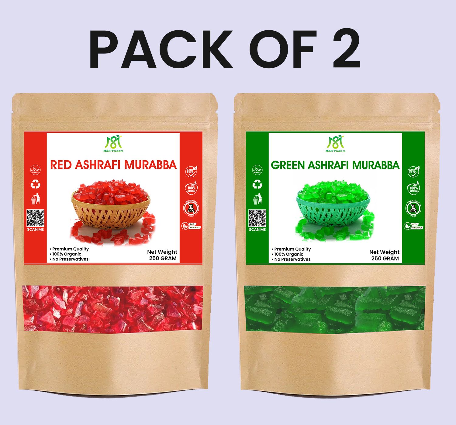 Pack of 2 Ashrafi Murabba ( Red + Green ) Pumkin Preserve Ashrafi ...