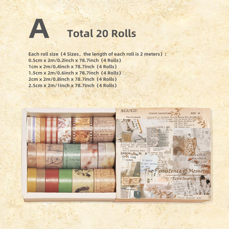 RHS Online 20 Rolls/Set Washi Tape Vintage Imprint Series INS ...