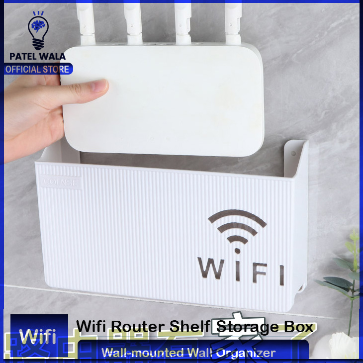 (White) Wireless Wifi Router Shelf Storage Box Black Gray White Wall ...
