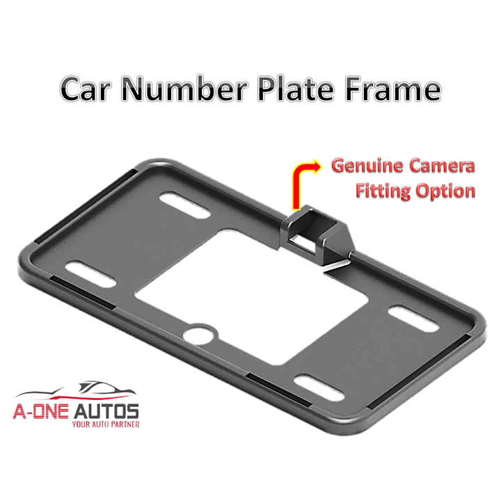 Ultra Slim Customized Car Number Plate Frame (Black) with Back View ...