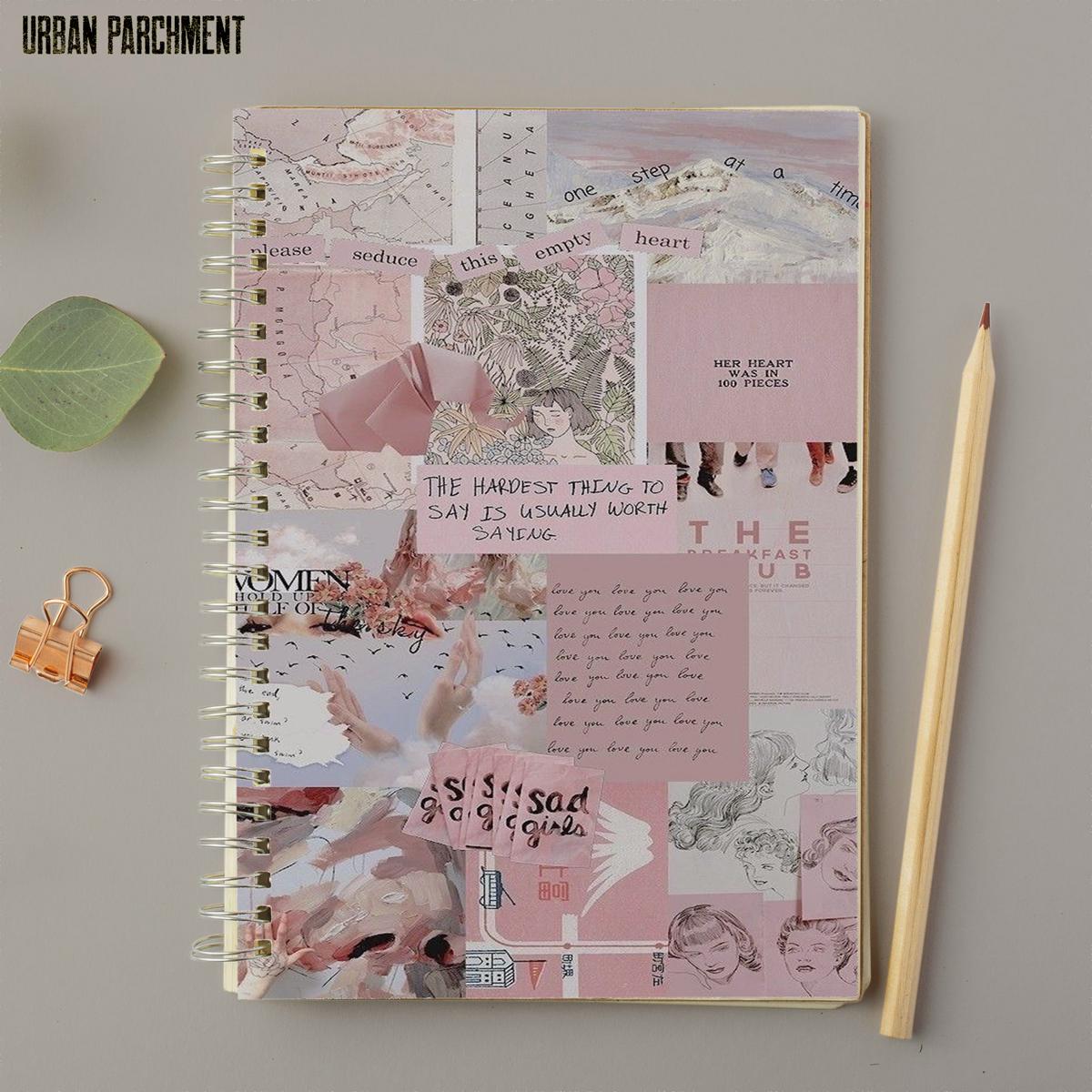 Light Pink Aesthetic - A4 Spiral Notebook with Plastic Sheet | Daraz.pk