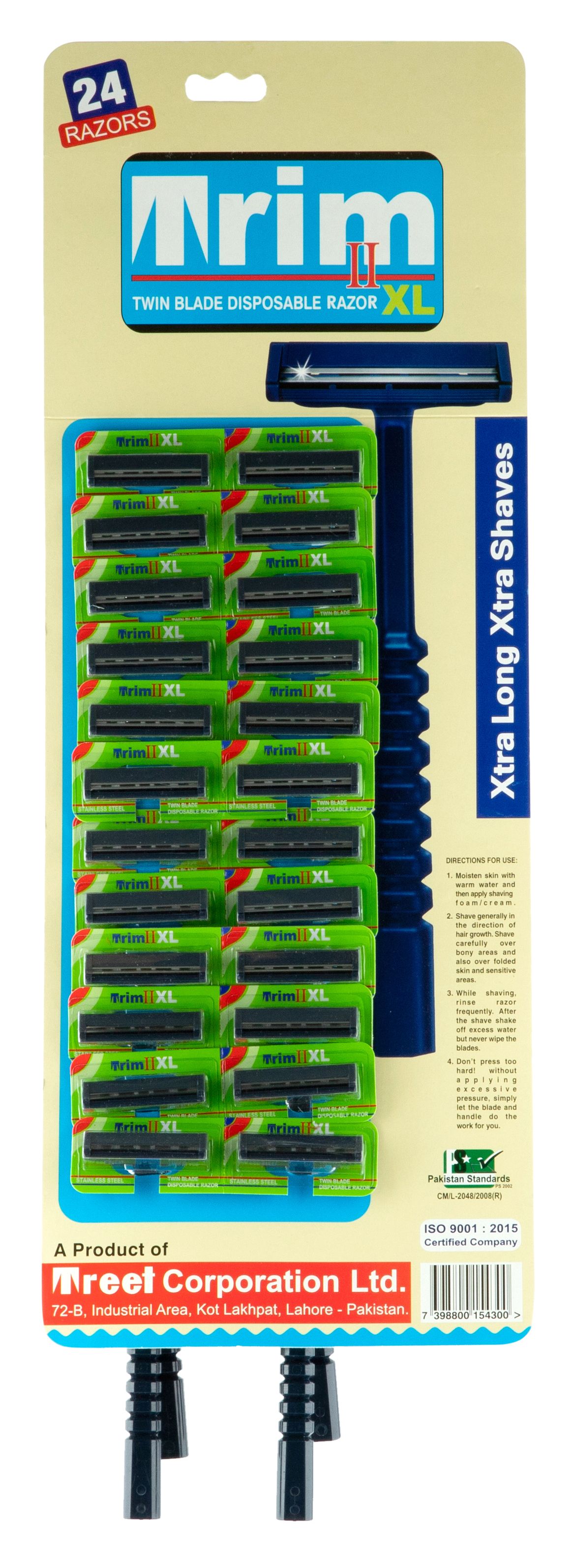 Treet Trim-II XL Twin Blade Disposable Razor Blister Card Of 24 Razors ...