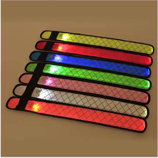 Nylon LED Sports Slap Luminous Toy Wrist Strap Band Wristband Light ...