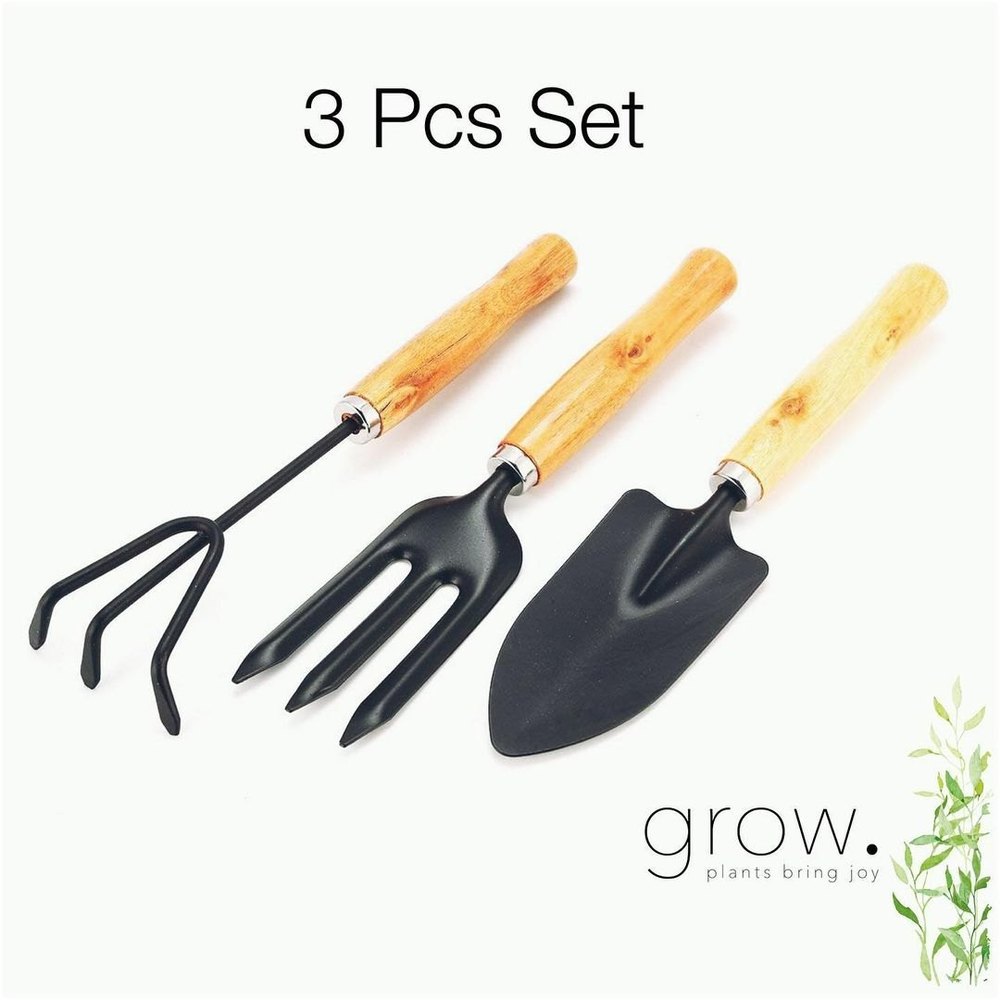 Pack of 3 Gardening tool set Wooden Handle , Set of 3 Piece Garden Tool ...