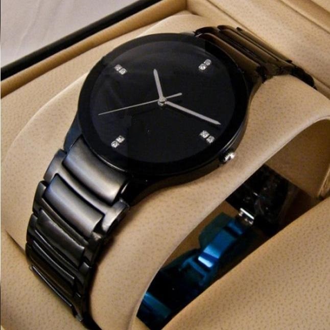latest design Men watches Crystal Stainless Steel sports chain Analog ...