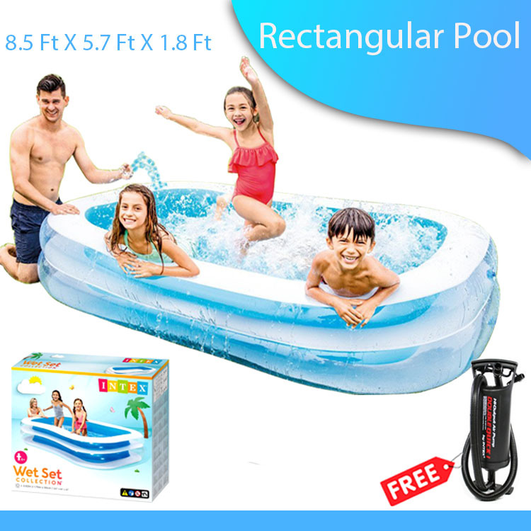 INTEX Rectangular Swimming Pools / Free Hand Pump / Inflatable Swimming ...