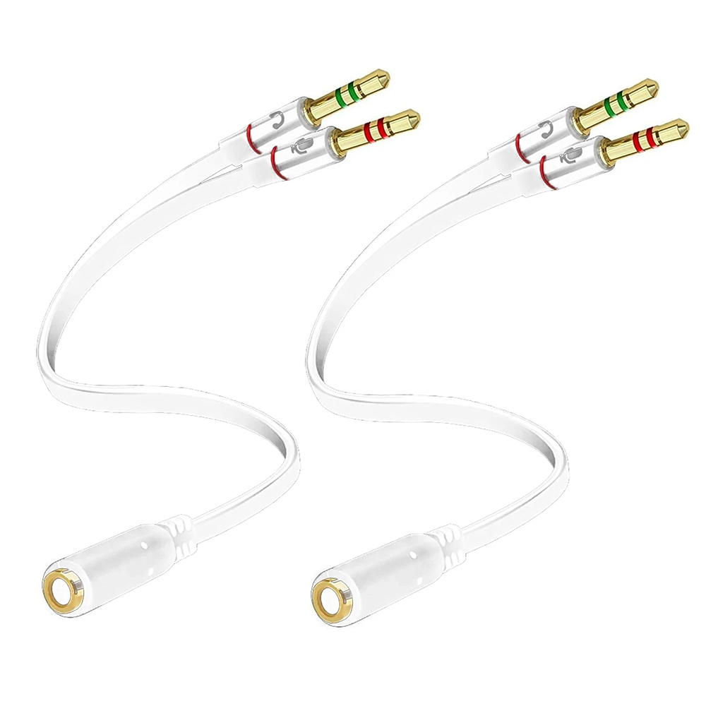 Headset Splitter TRRS 3.5mm Female Jack To Two 3.5 TRS Male Headphone ...