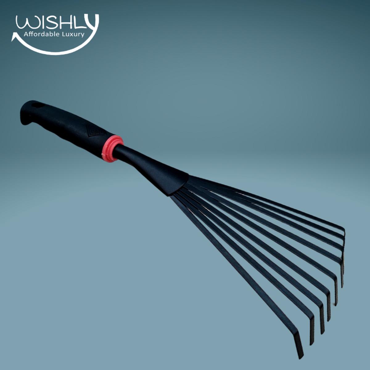 Wishly Garden steel Leaf Rake 16 inch 9 Roots mini Hand Shrub rake with ...