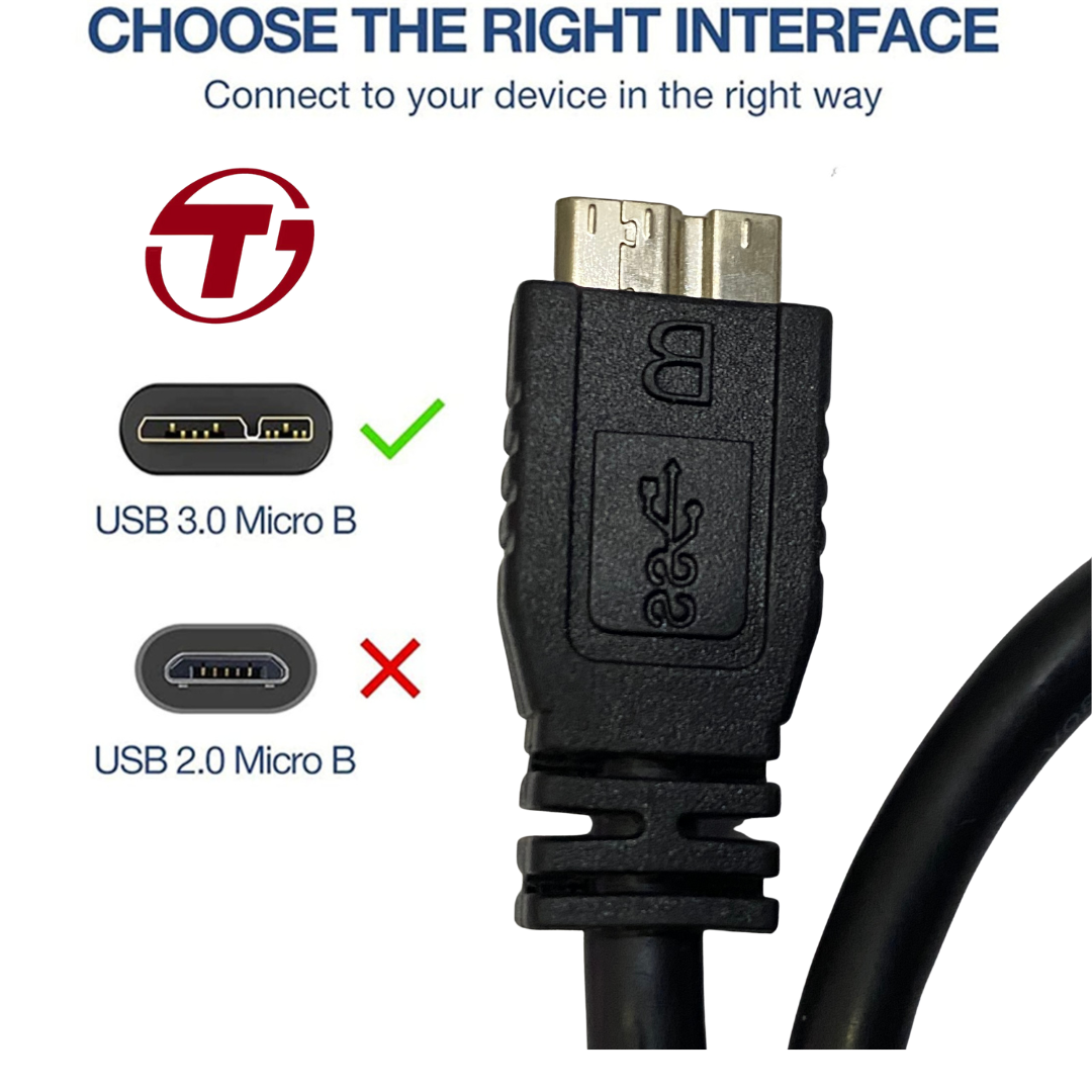 Original Transcend USB 3.1 A to Micro B SuperSpeed Cable for WD/Seagate ...