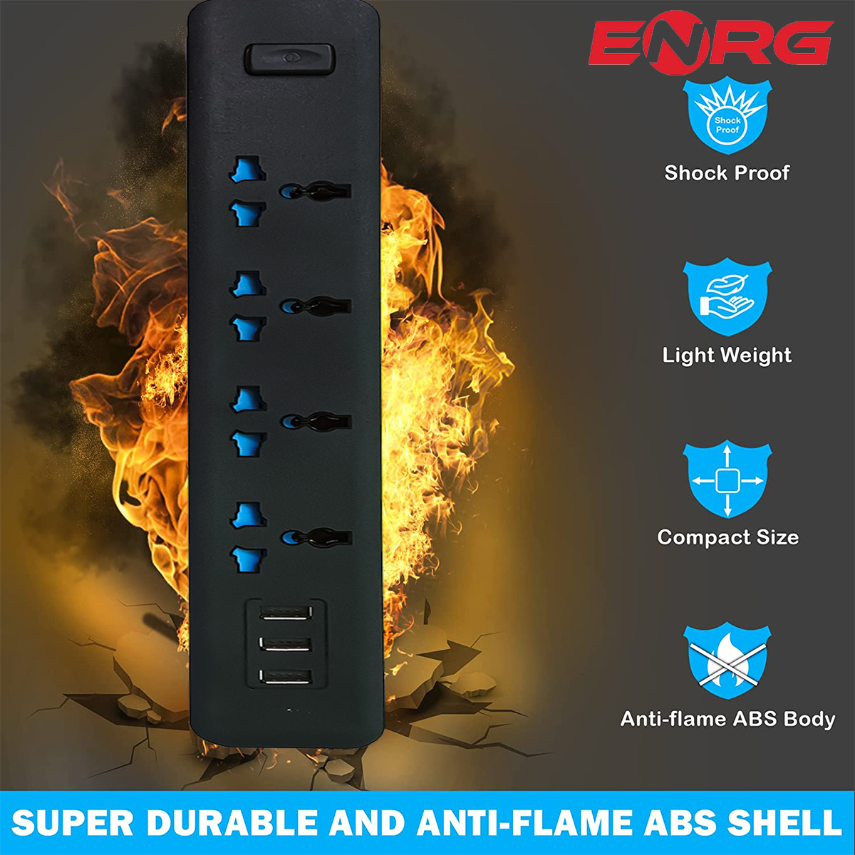Energy ENRG Smart Universal Extension Board 4 Power Socket + 3 Usb ...