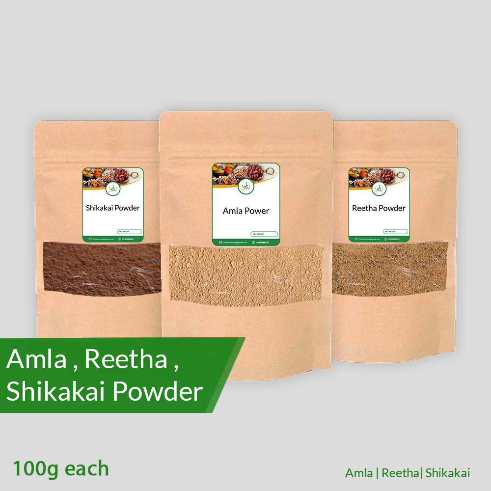 Pack of 3 Amla Reetha Shikakai Powder 100g Each | Daraz.pk