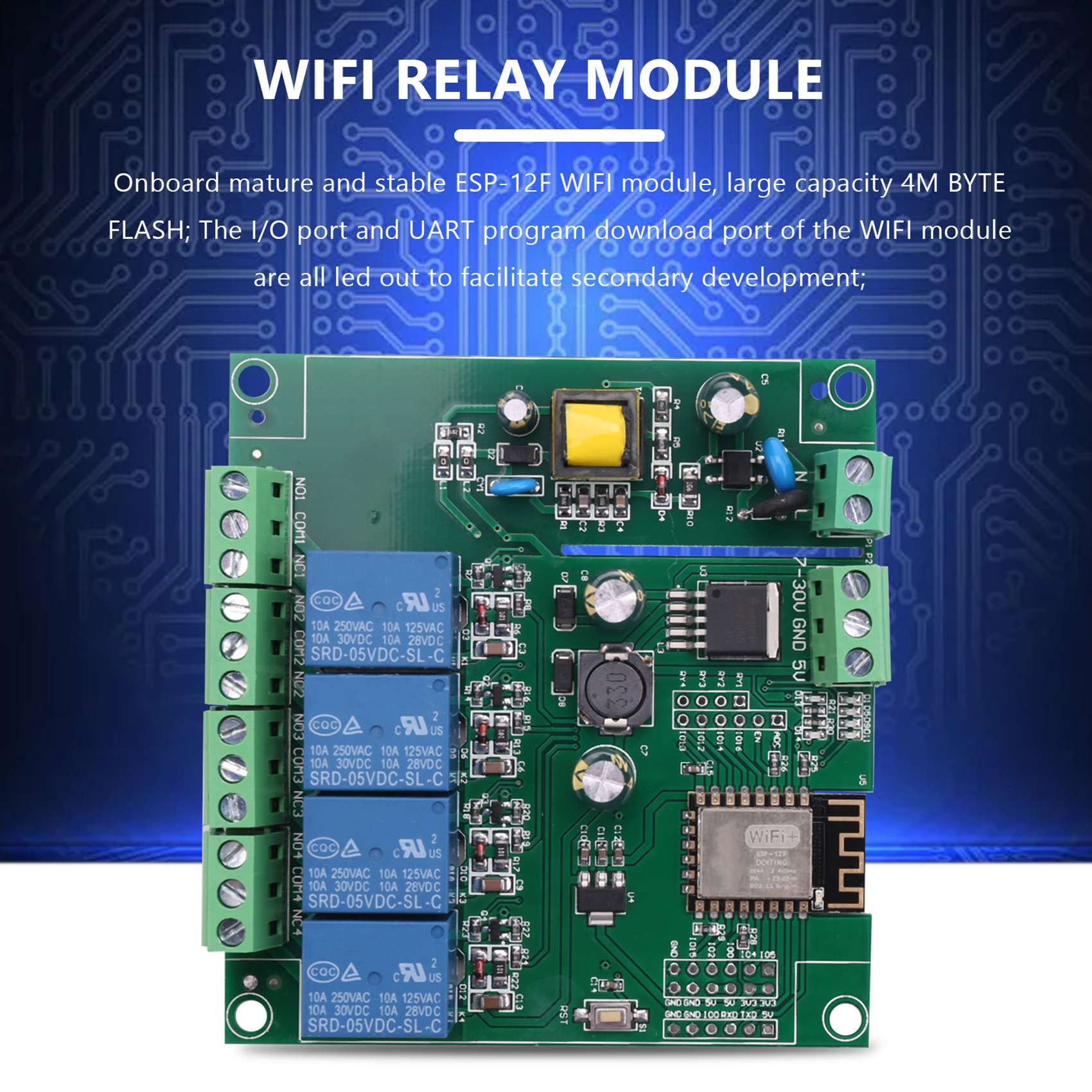 ESP8266 ESP-12F WIFI Relay Module 4Channel AC90-250V/DC7-30V/5V Delay Relay Switch for ARDUINO ...