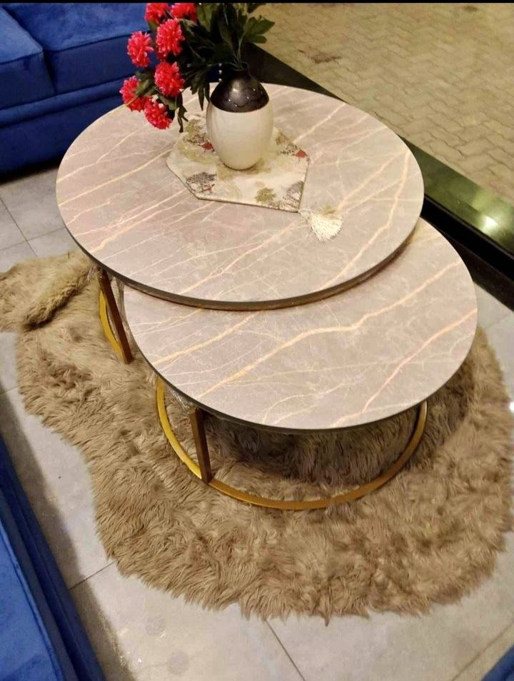 2 Piece Center Table, Marble Round Center Table, Round Coffee Table ...