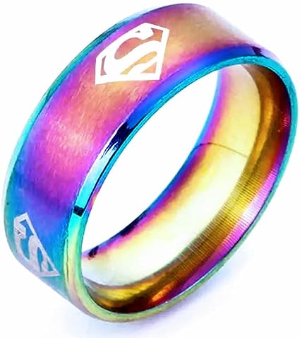 Men's and Boys' Titanium Rings Challa Stylish Superman Logo Design ...