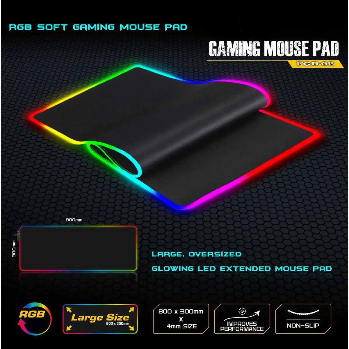 FGD 02 RGB LED LIGHT Gaming Mouse Mat Pad | Daraz.pk