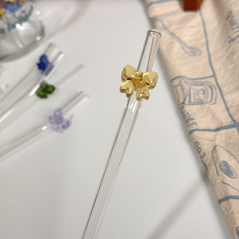1pc 8mm Glass Straw, Reusable Drinking Straws Cute Butterfly Heat ...