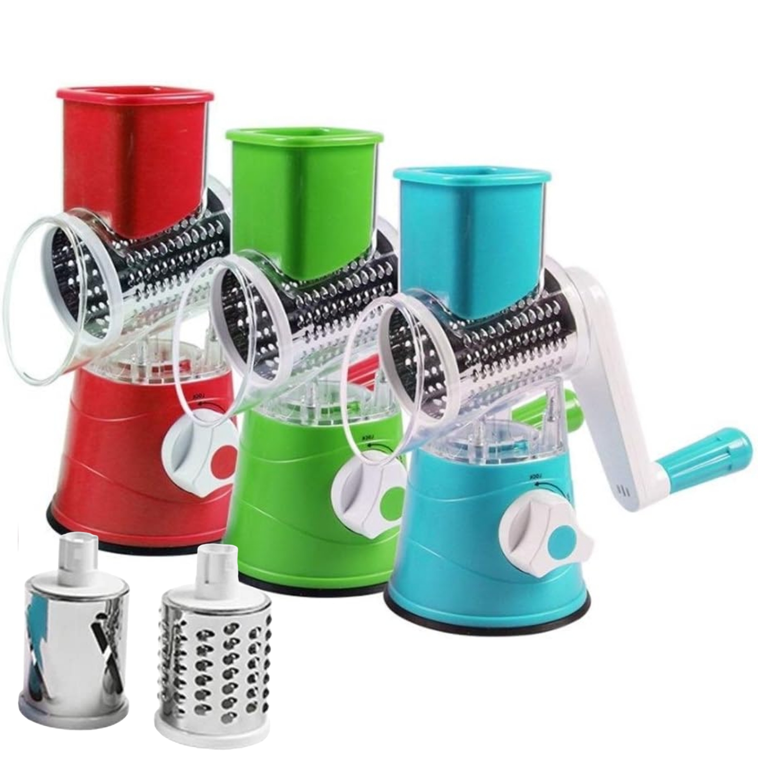 Tabletop Drum Grater Rotating Manual Vegetable Slicer Machine 3 Blades ...