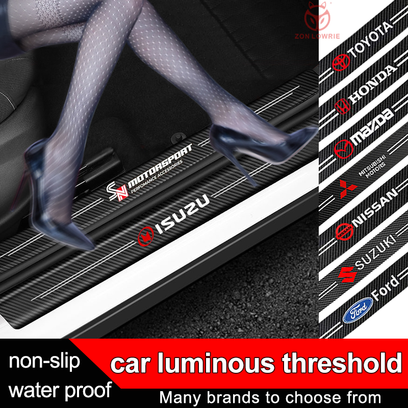 Carbon Fiber leather Threshold Protection Sticker Car Door Threshold Sticker Car Threshold Strip ...