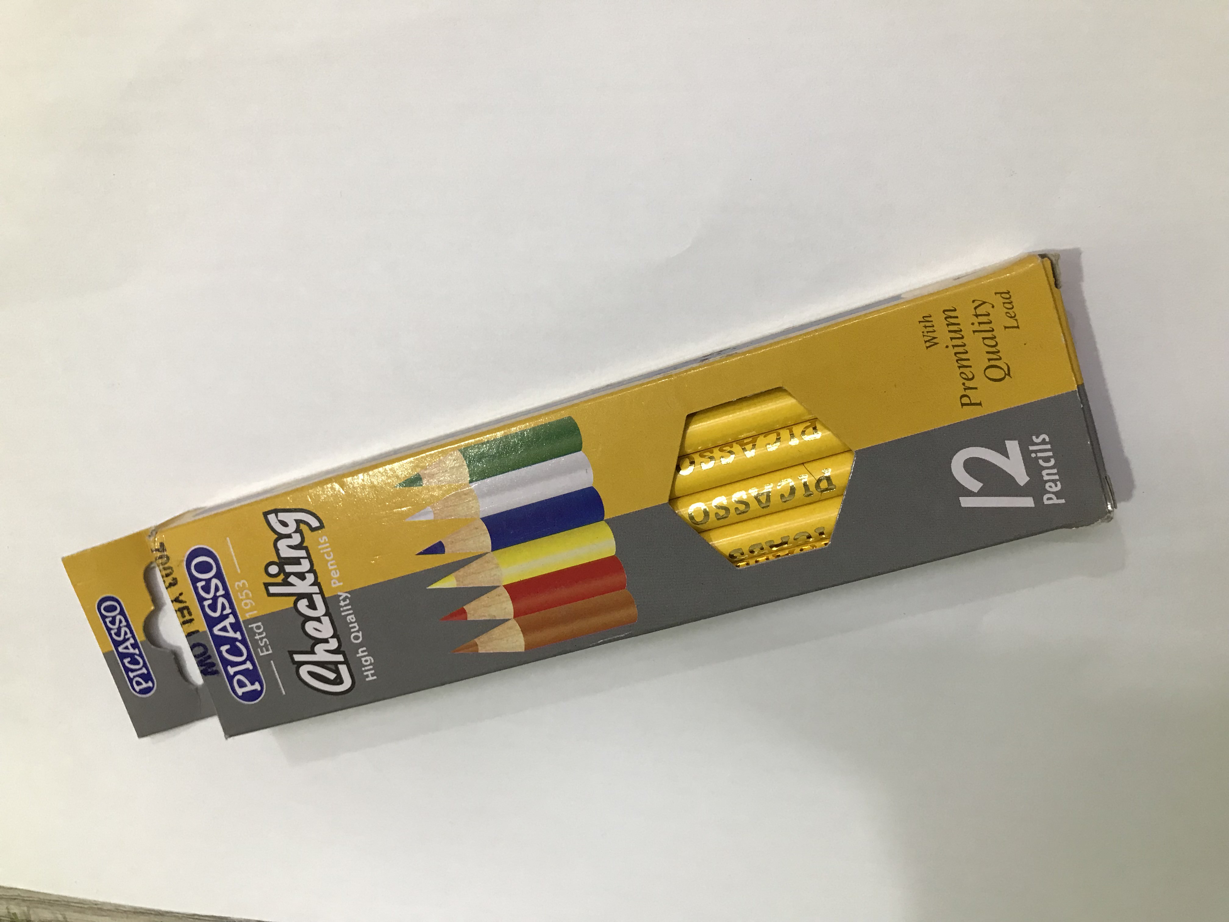 Picasso Checking Pencils Pack of 12 Pencils - Blue Checking - White ...