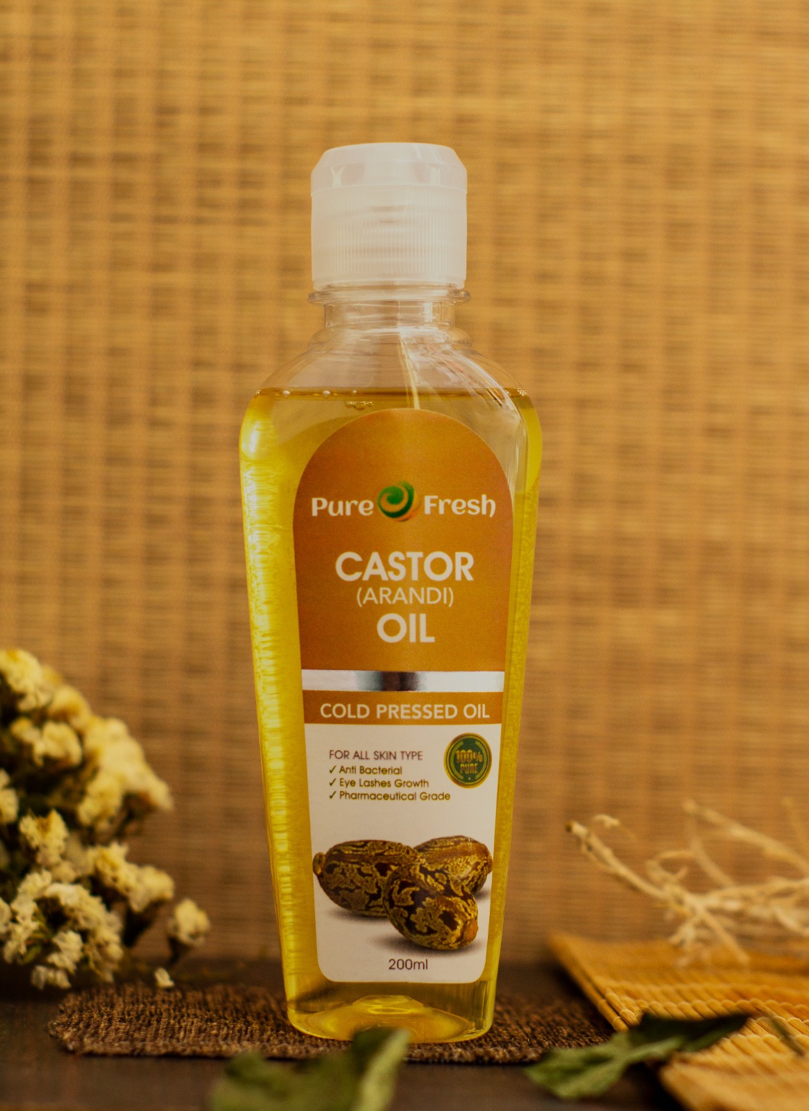 Pure O Fresh Premium Castor (Arandi) Oil - Cold Pressed - Hair ...