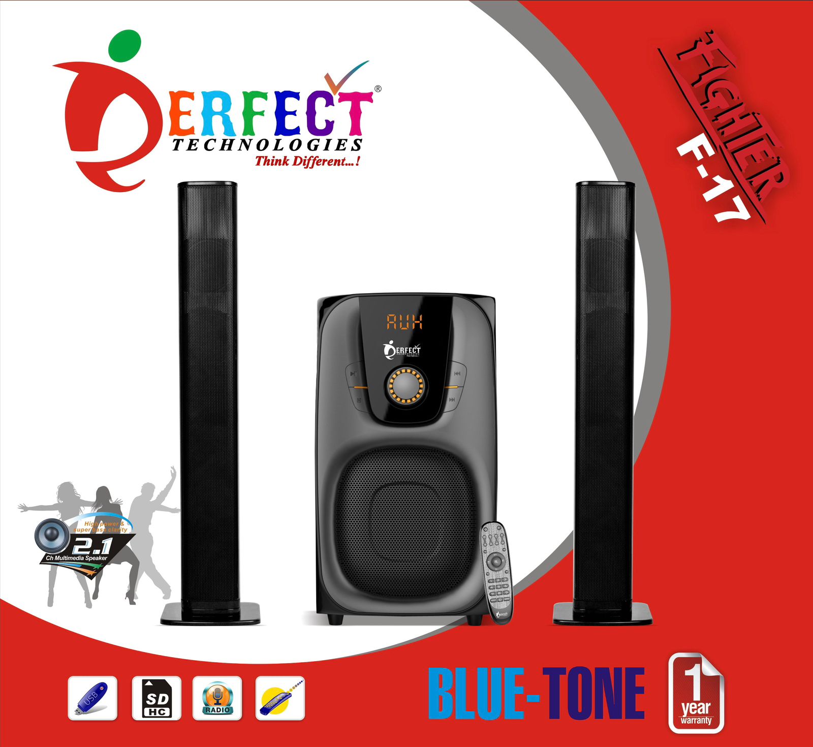 PERFECT FIGHTER F-17 2.1 WOOFER SPEAKERS 2 IN 1 SPEAKER TURNS INTO ...