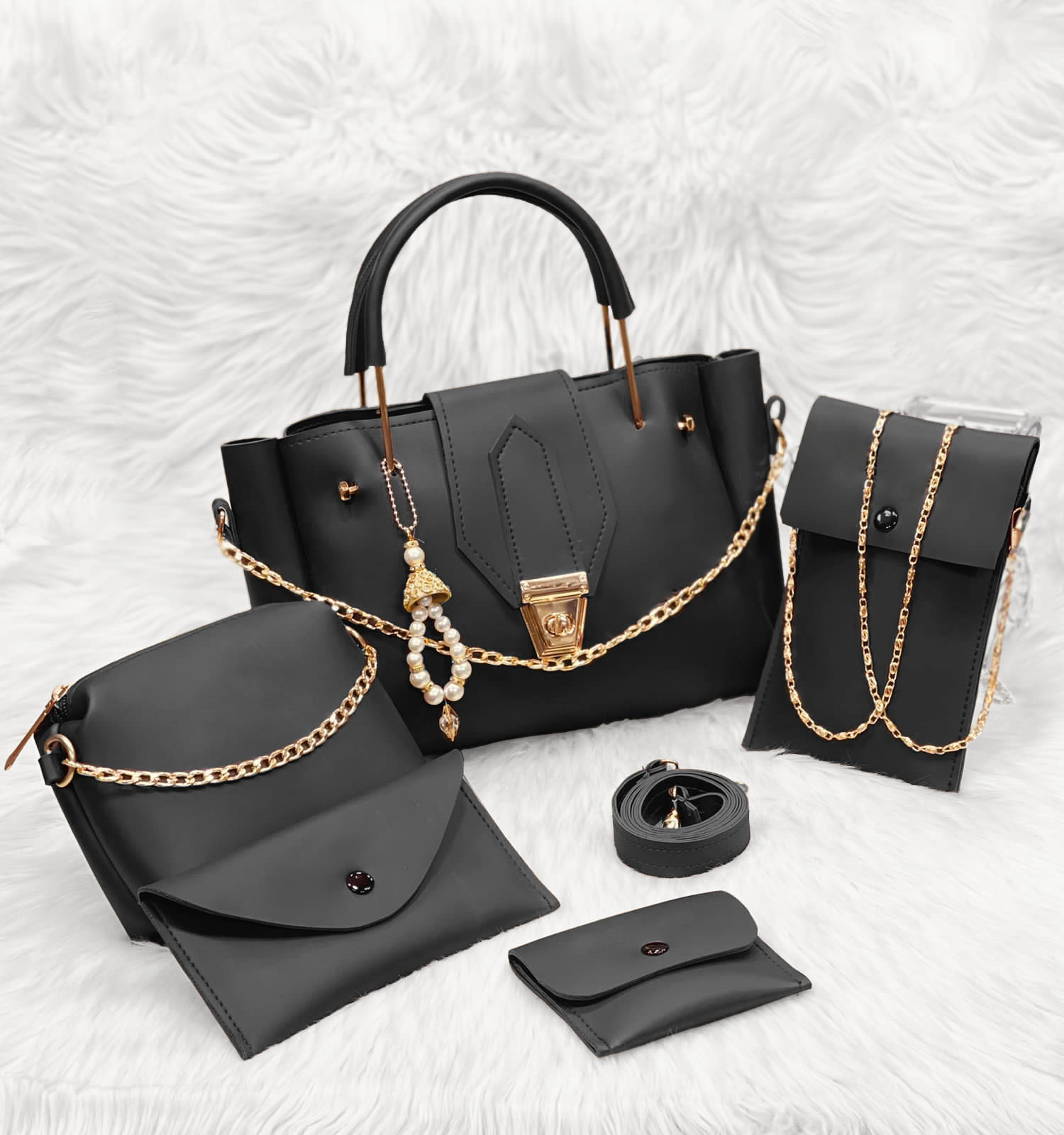 Hand bags for girls pack of 5 piece set with long strap | Daraz.pk