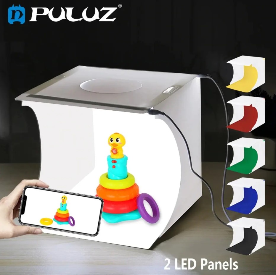 PULUZ 20cm Include 2 LED Panels Folding Portable 1100LM Light Photo ...