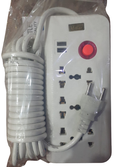 Extension Board with 6 Sockets (3 simple + 3 universal sockets) +2 USB Ports for Mobile Charging ...