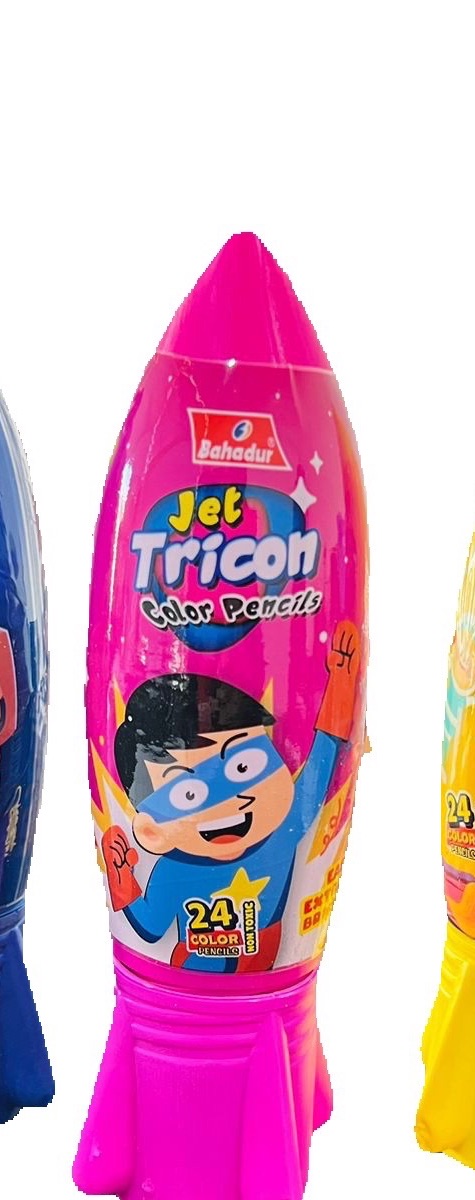 Bahadur Jet Tricon Color Pencils-24 colors- Jet shaped pencil packing ...