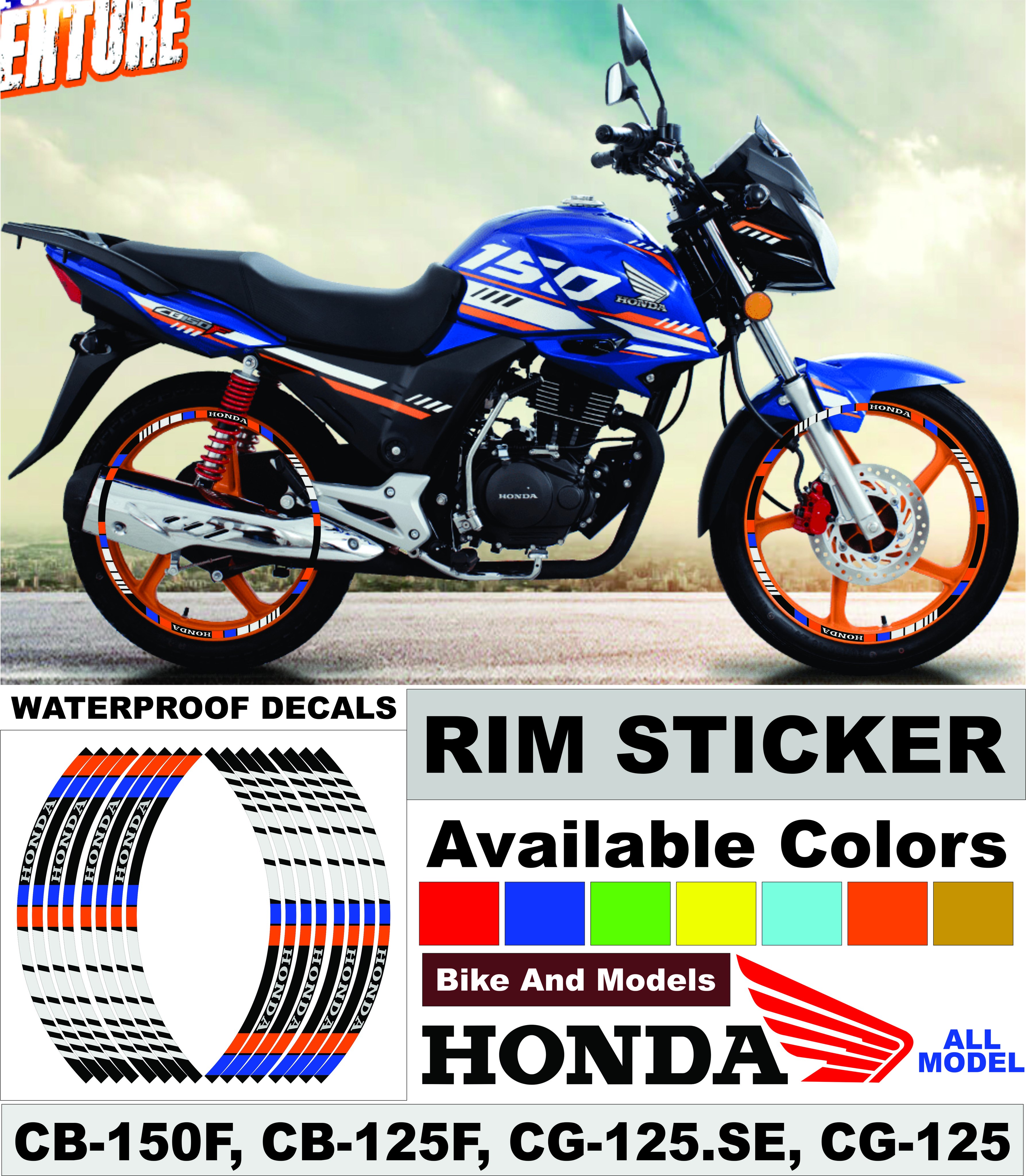 Wheel Stickers for HONDA CB-150-F Rim Reflector Tape Motorcycle Decals ...