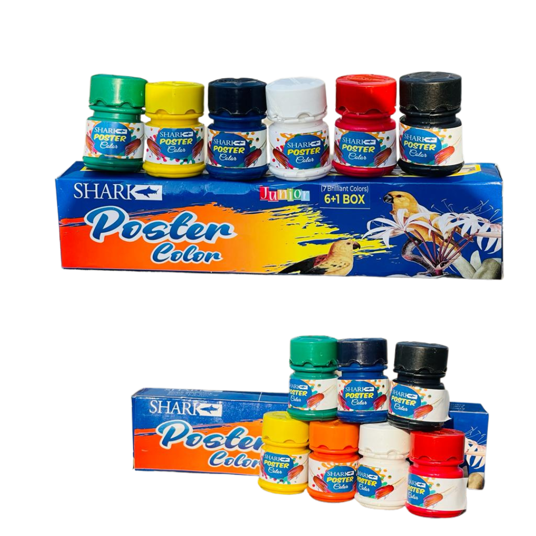 Pack of 6 Paint poster colour and Free Gift 1Paint and free brush ...