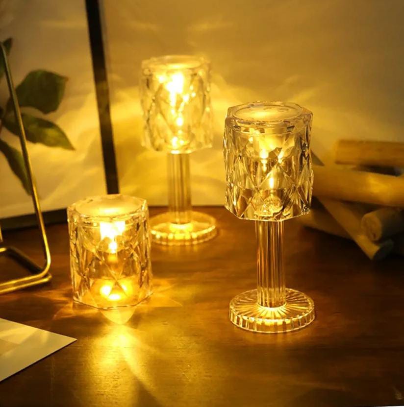 LED Night Light Crystal Diamond Table Lamp Transparent Acrylic Night ...