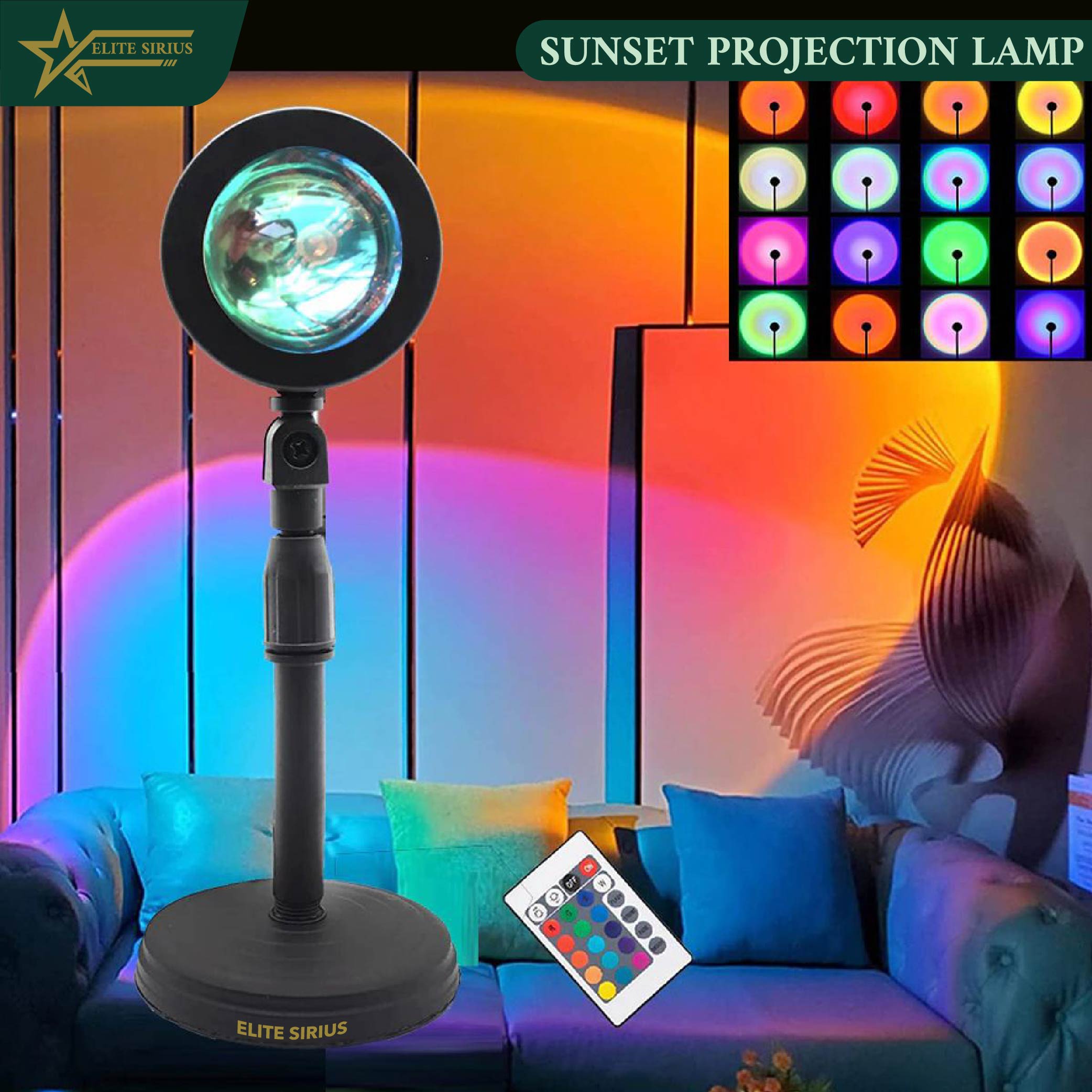 Sunset Projector Lamp, 16 Color RGB Sunset Lamp, Sunset Table Lamp ...