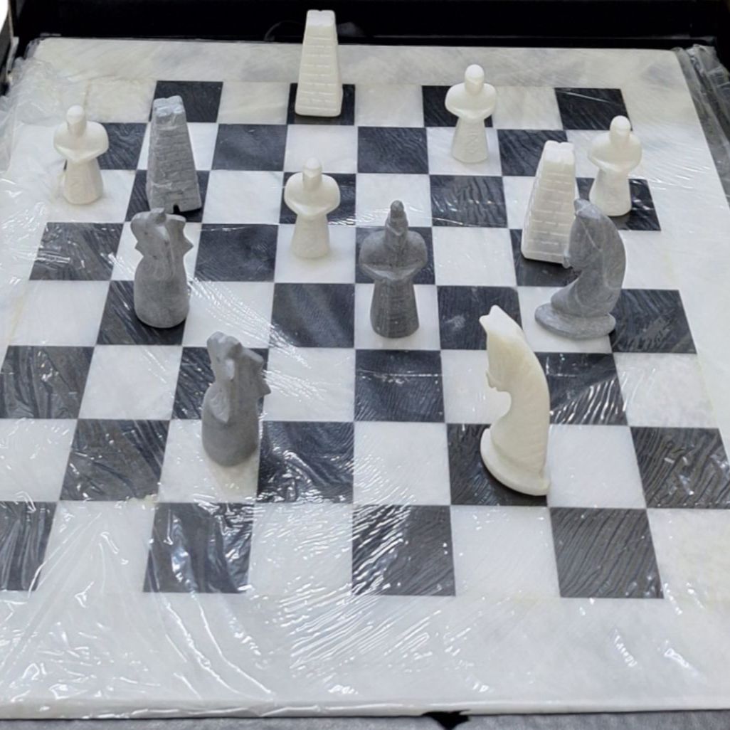 Hand-made luxury marble chess game board black and white marble chess ...